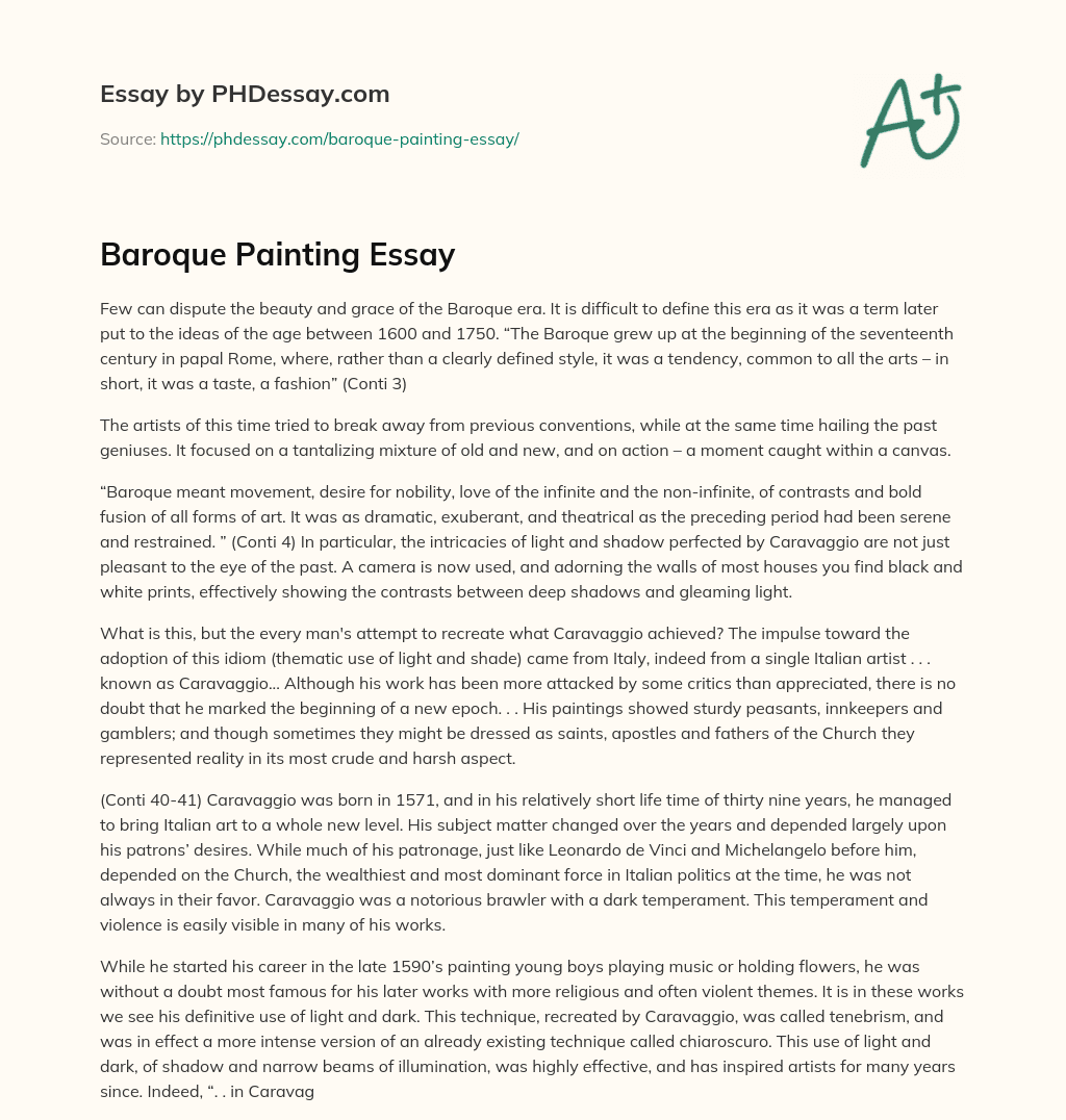 Baroque Painting Essay - PHDessay.com