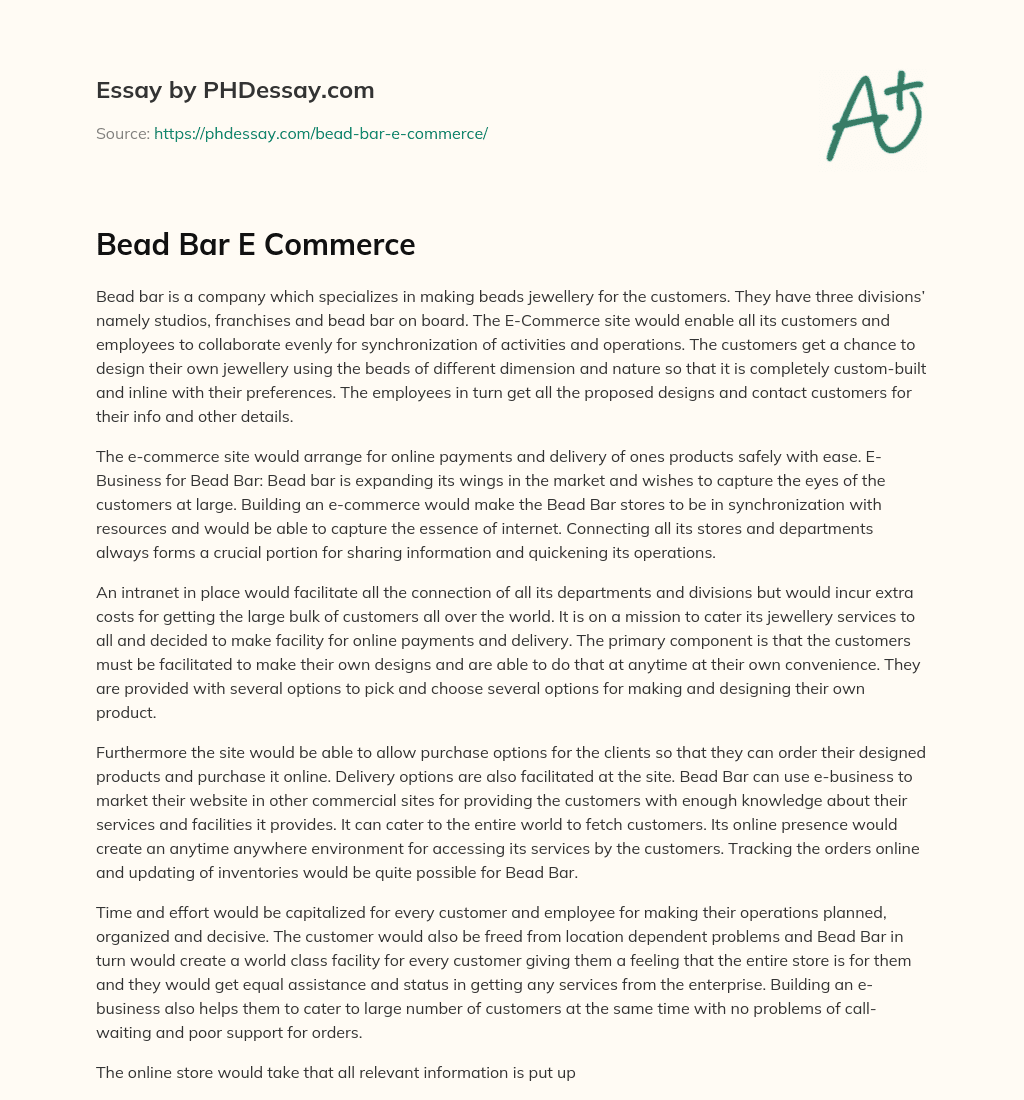 Bead Bar E Commerce - PHDessay.com