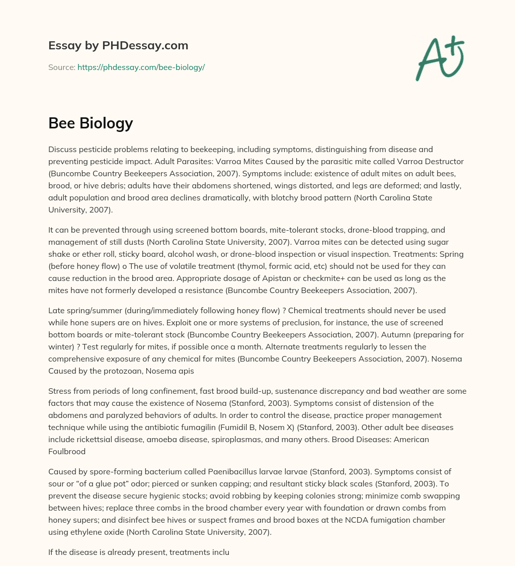 Bee Biology - PHDessay.com
