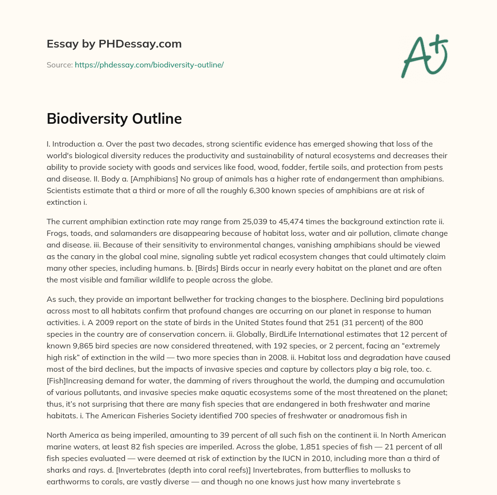 Biodiversity Outline - PHDessay.com