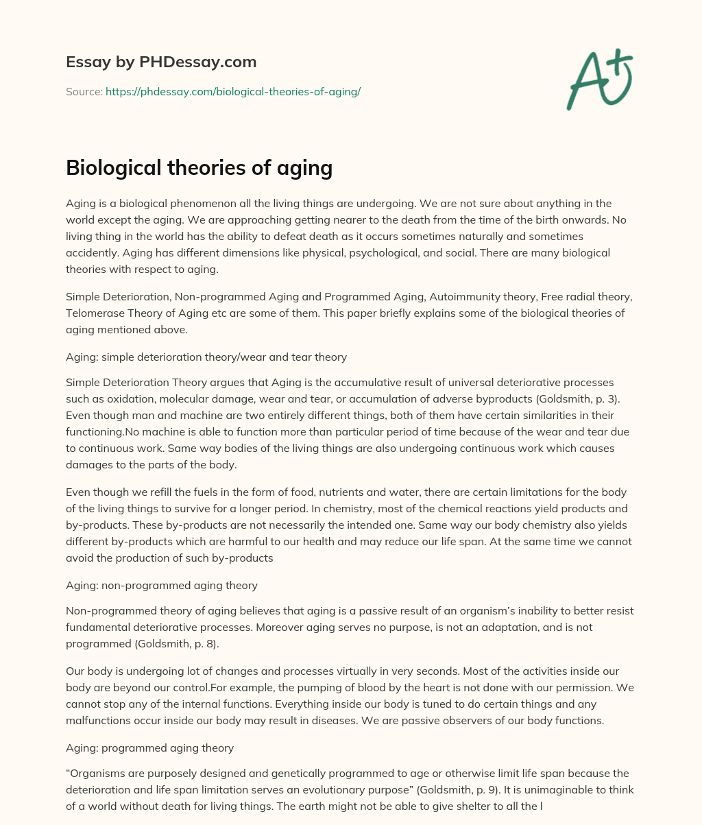 Biological theories of aging - PHDessay.com