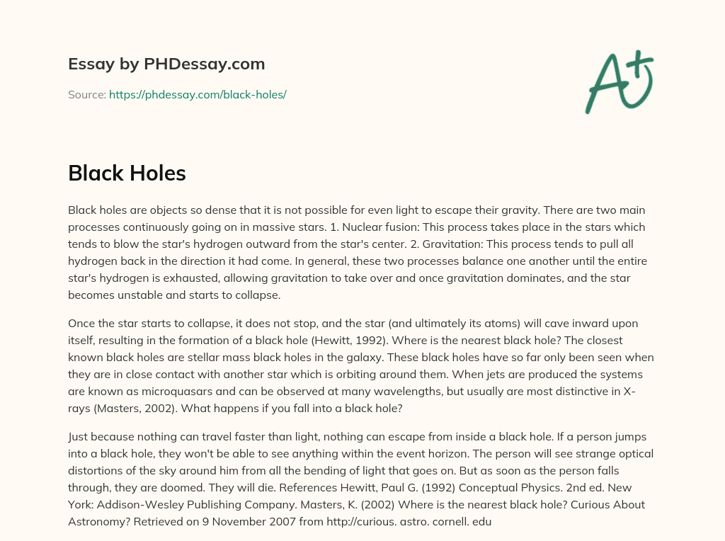 Black Holes (300 Words) - PHDessay.com