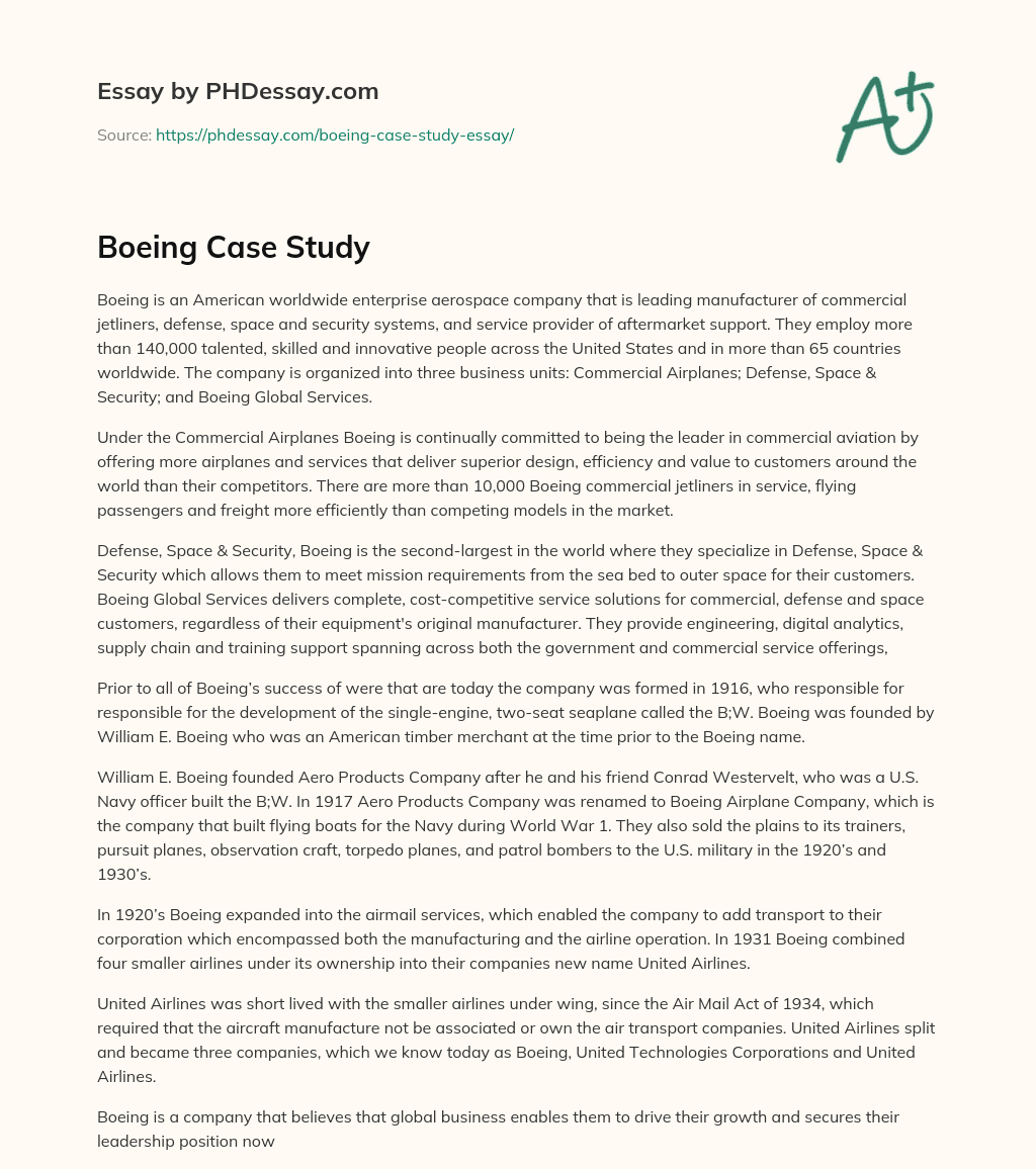 Boeing Case Study - PHDessay.com