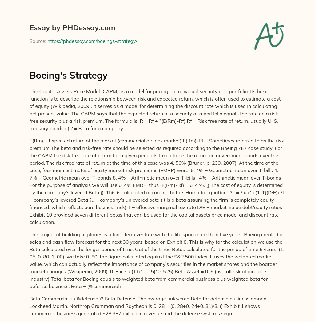 Boeing'S Strategy Case Study Example - PHDessay.com