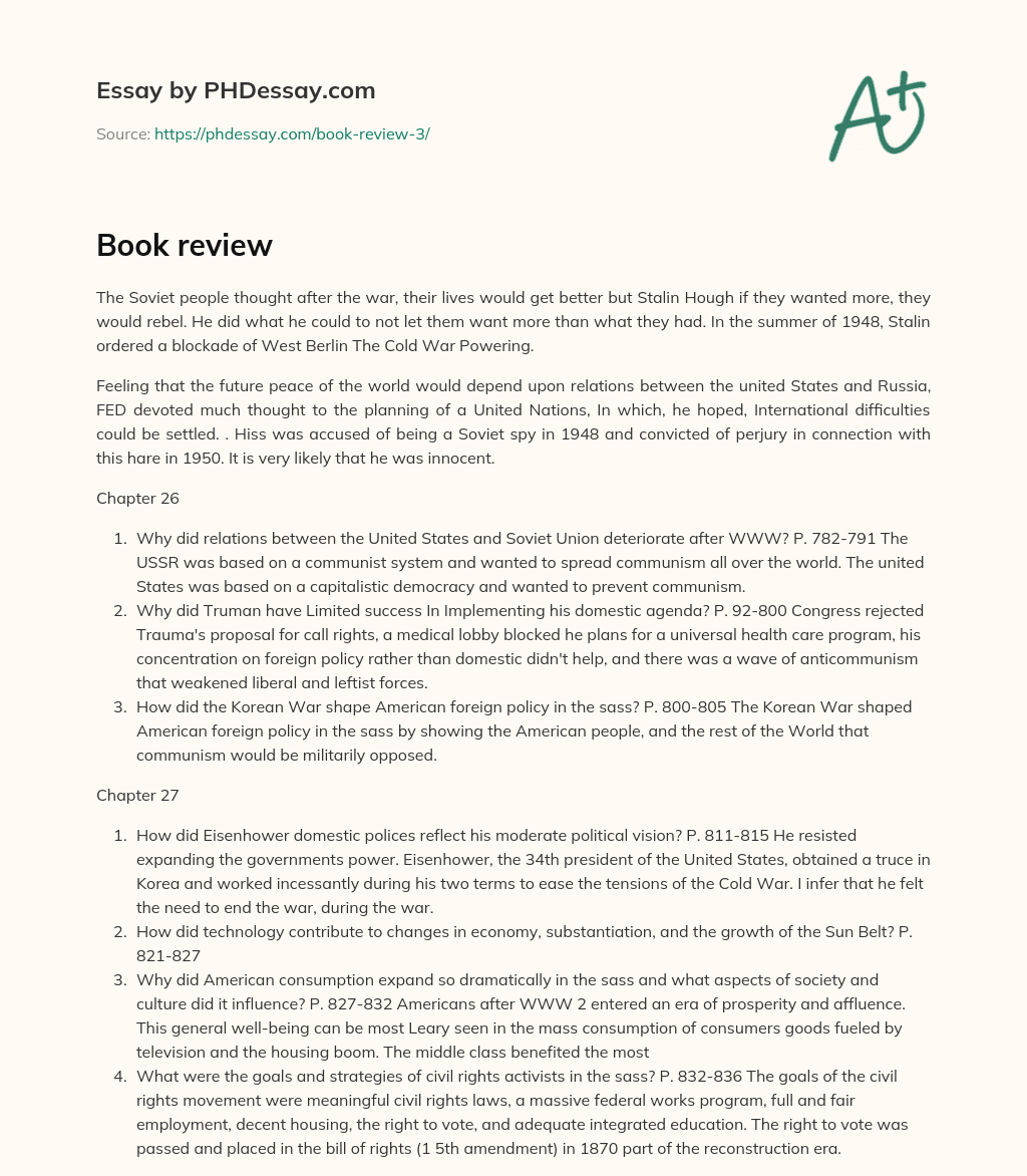 Book review - PHDessay.com