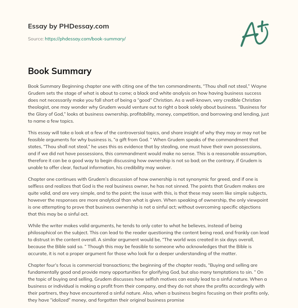 Book Summary - PHDessay.com