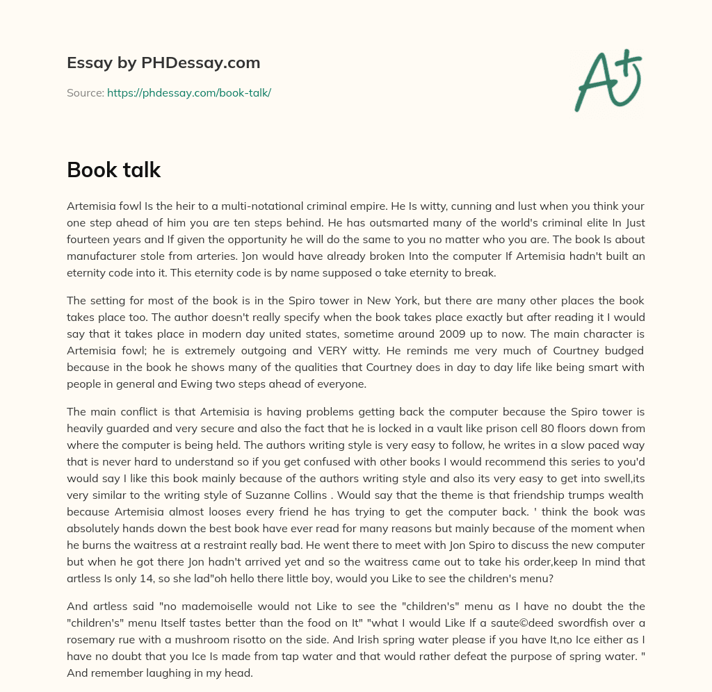 Book Talk 500 Words PHDessay Book Talk 500 Words PHDessay