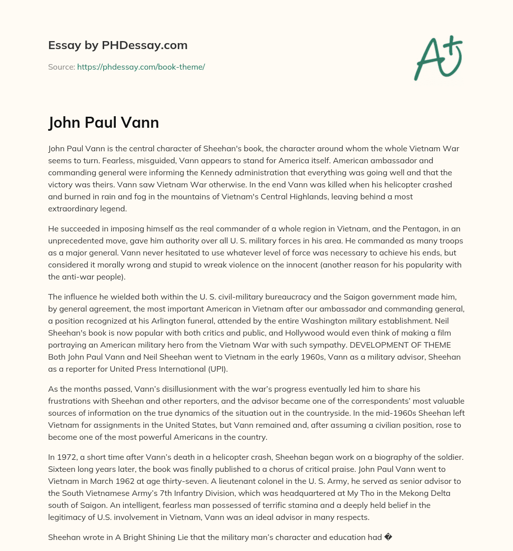John Paul Vann - PHDessay.com