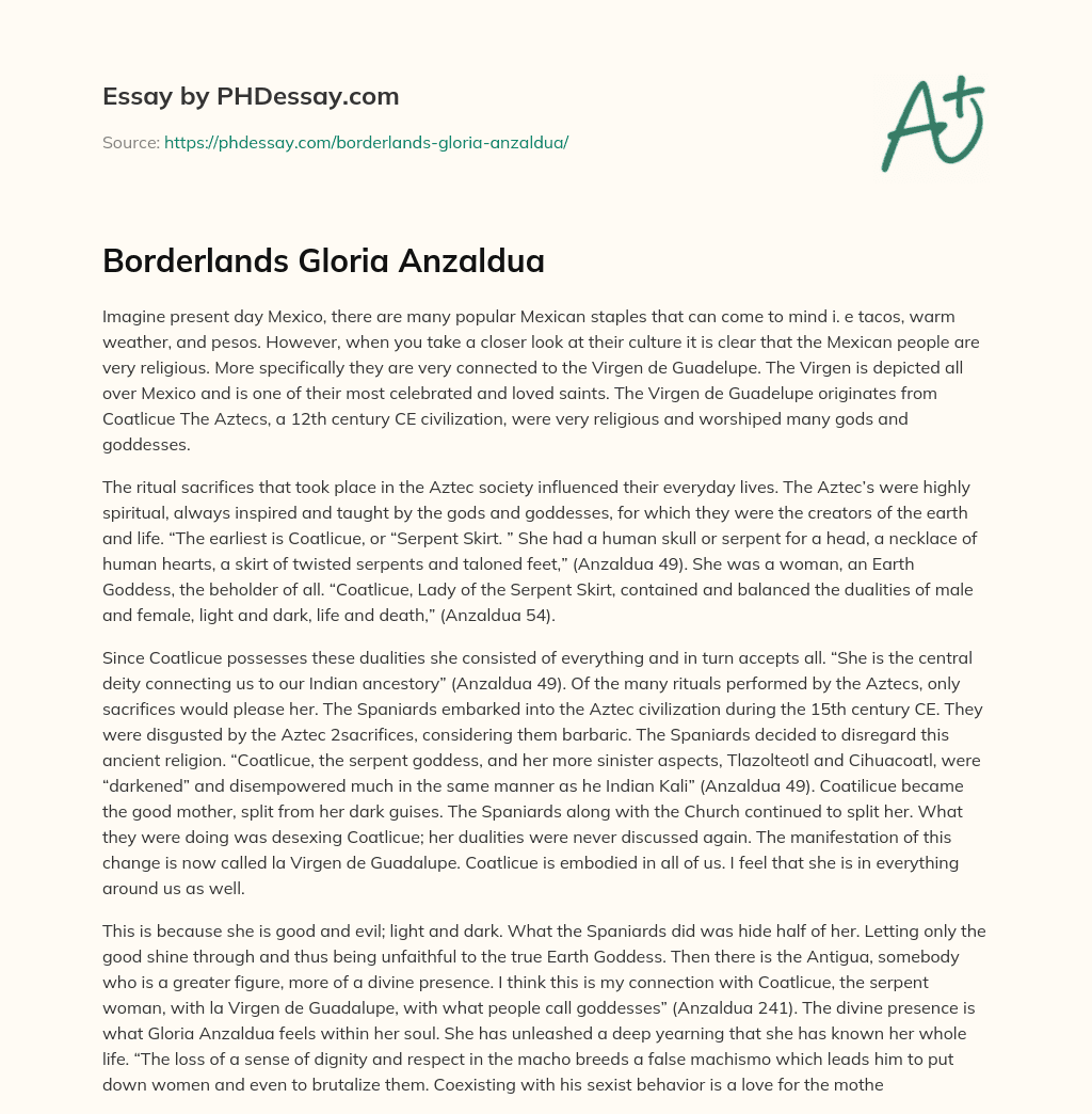 Borderlands Gloria Anzaldua - PHDessay.com