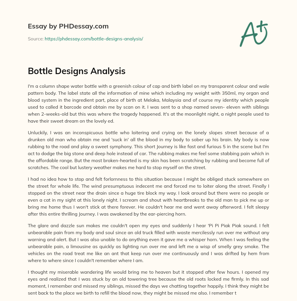 Bottle Designs Analysis - PHDessay.com
