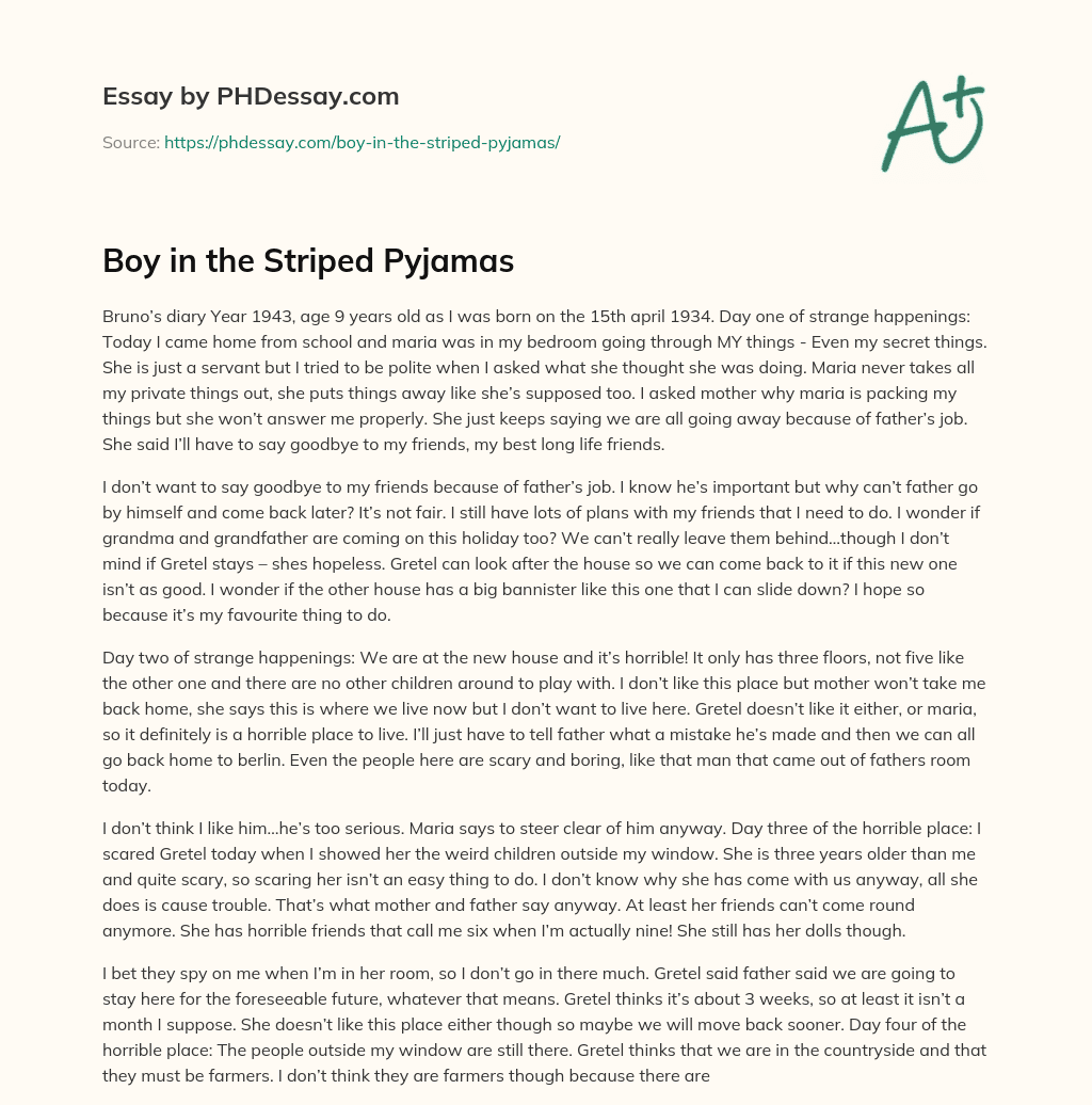 Boy in the Striped Pyjamas - PHDessay.com