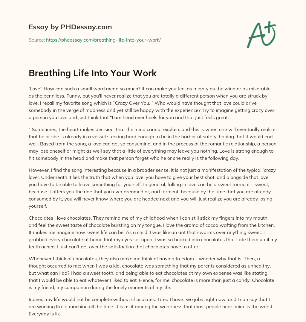 Breathing Life Into Your Work - PHDessay.com
