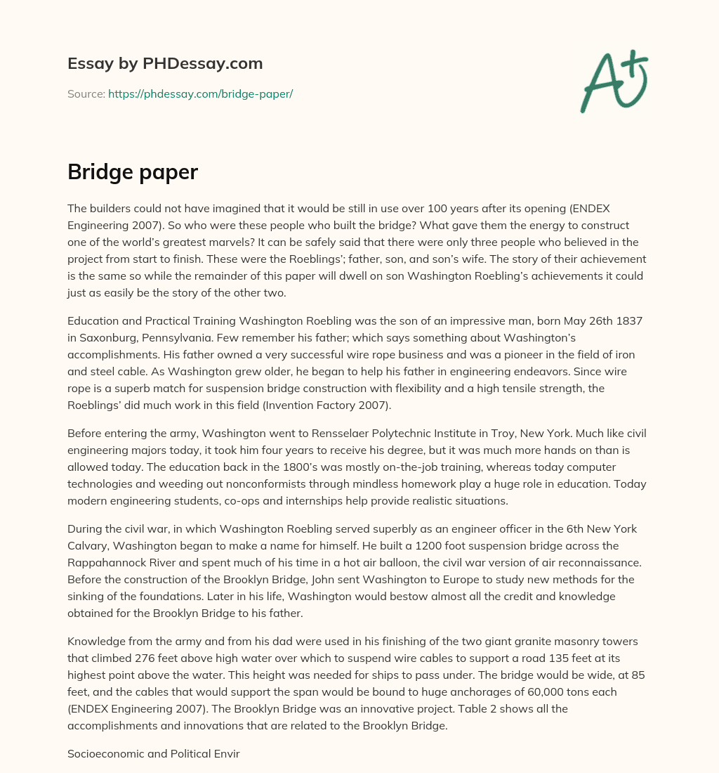 Bridge paper - PHDessay.com