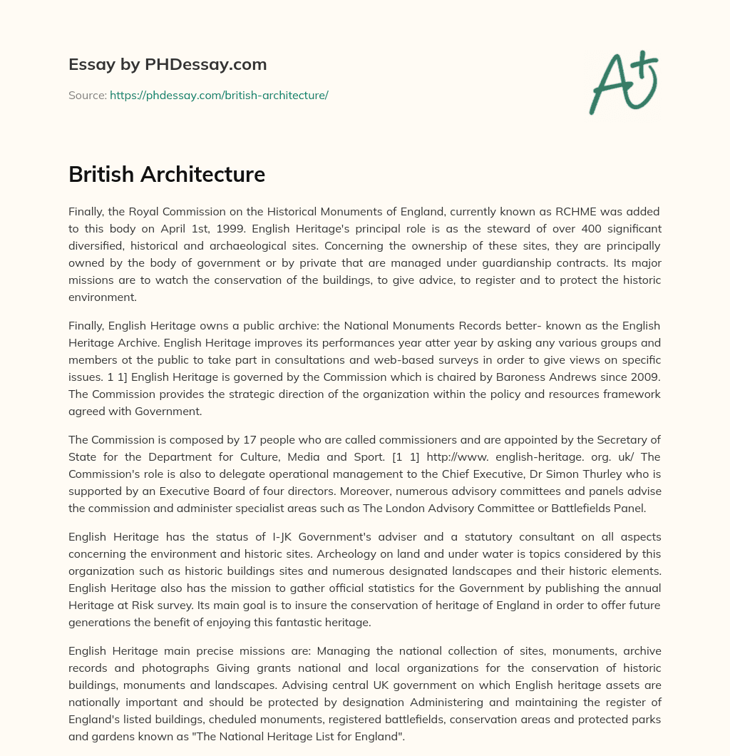 British Architecture (400 Words) - PHDessay.com