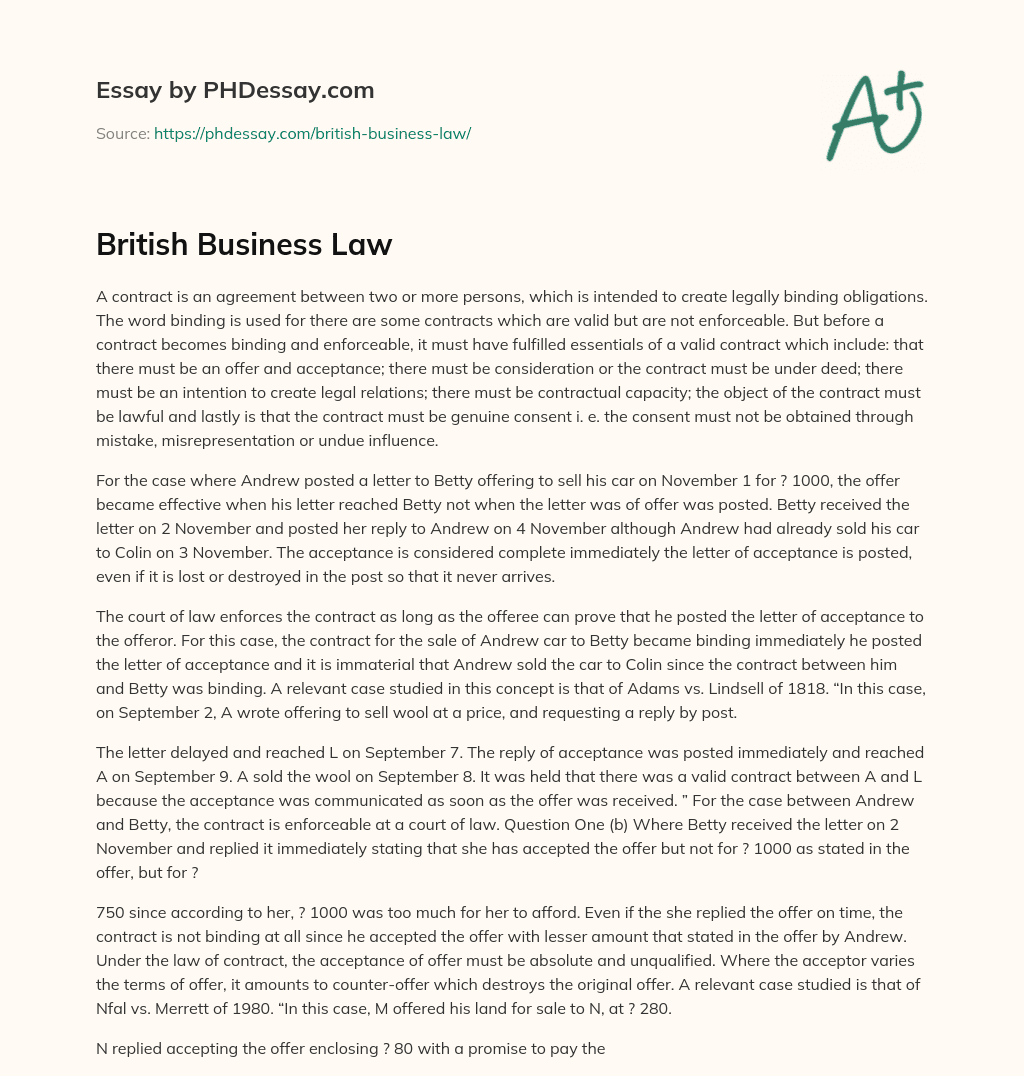British Business Law - PHDessay.com