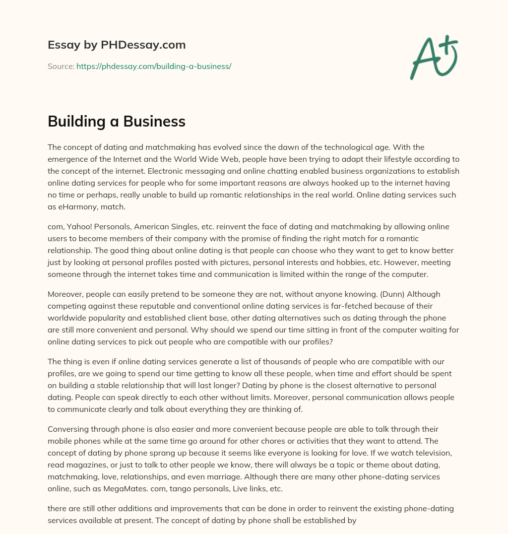 Building a Business - PHDessay.com