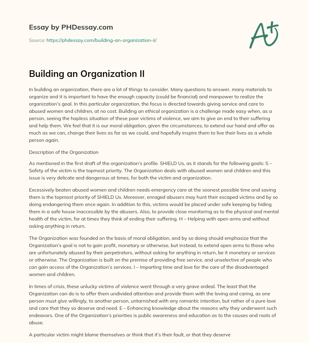 Building an Organization II - PHDessay.com