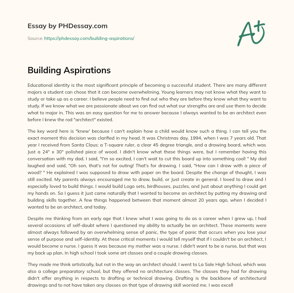 Building Aspirations - PHDessay.com