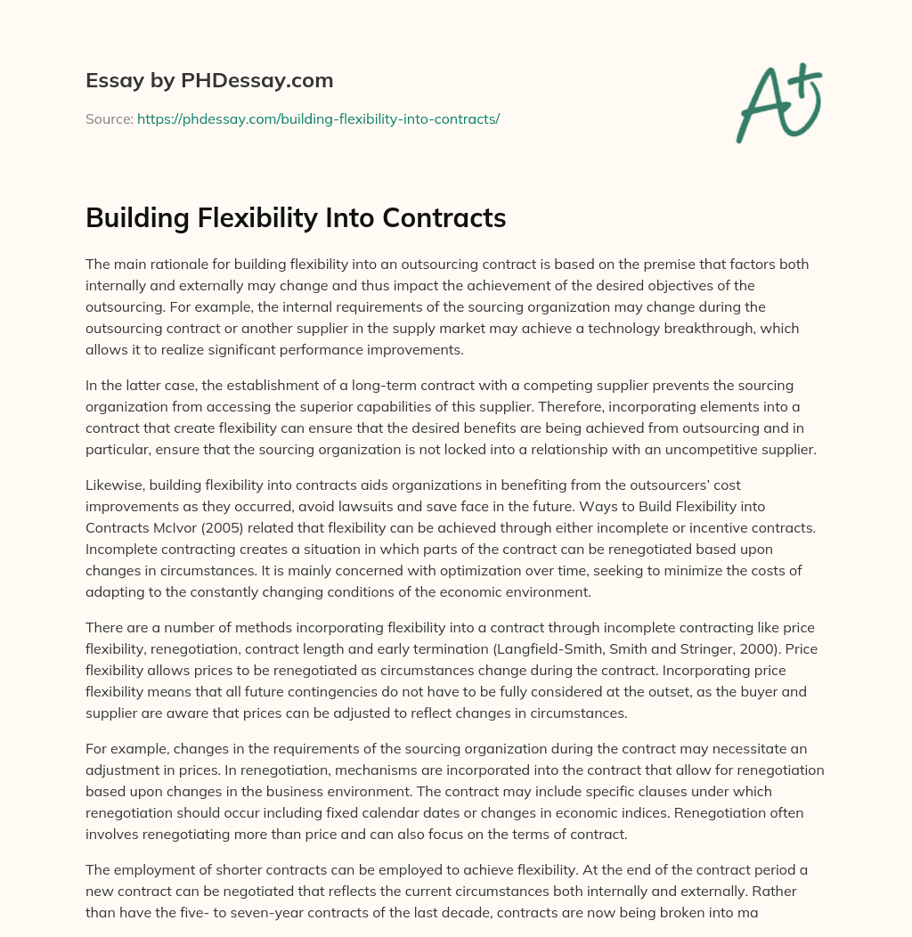 Building Flexibility Into Contracts - PHDessay.com