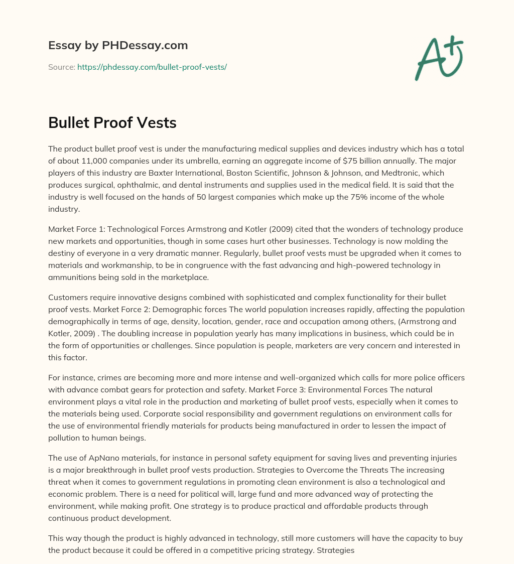 Bullet Proof Vests - PHDessay.com
