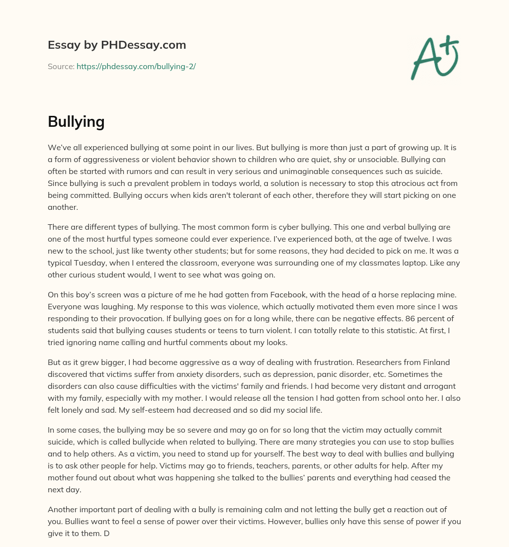 Bullying - PHDessay.com