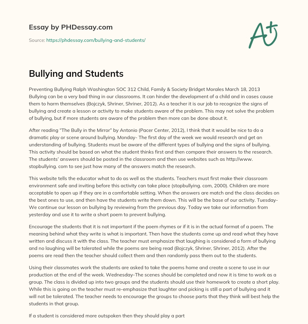 Bullying and Students - PHDessay.com