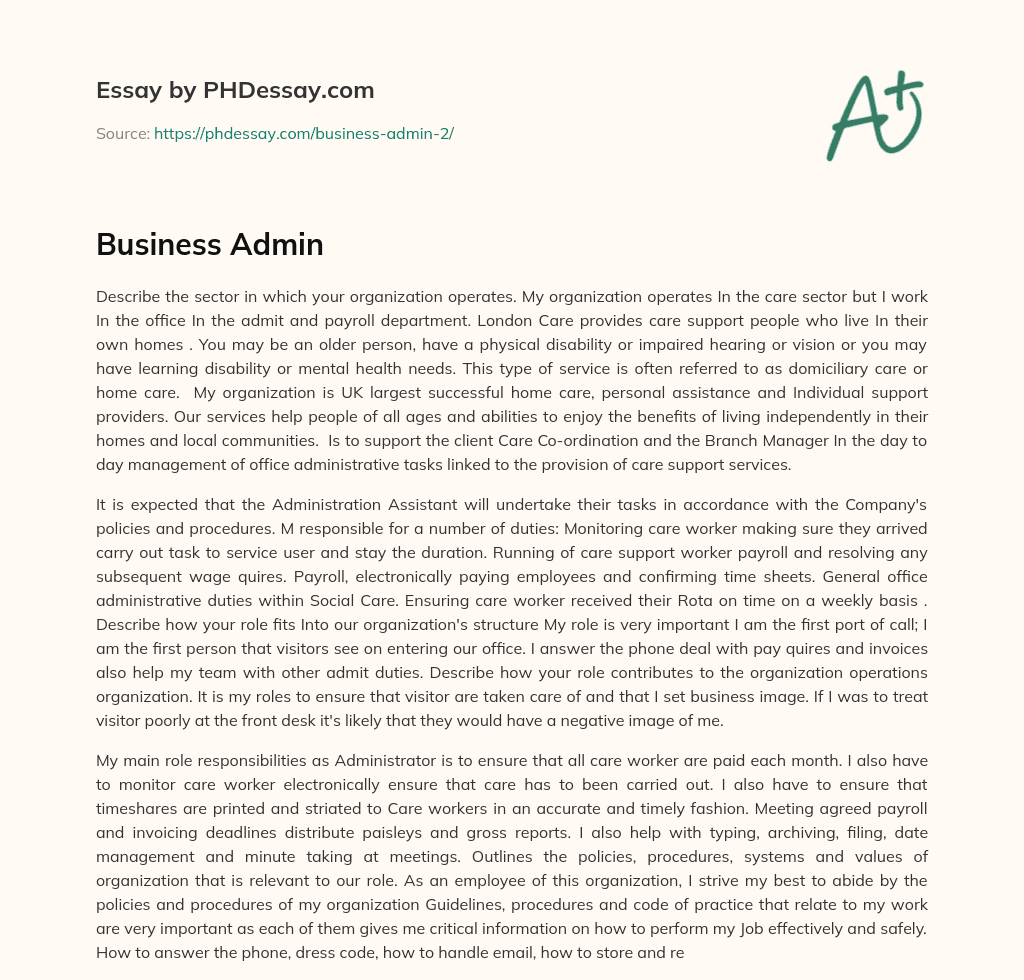 Business Admin - PHDessay.com