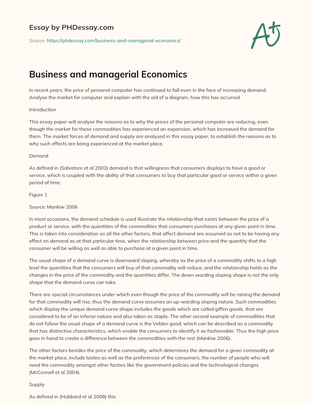 Business and managerial Economics - PHDessay.com