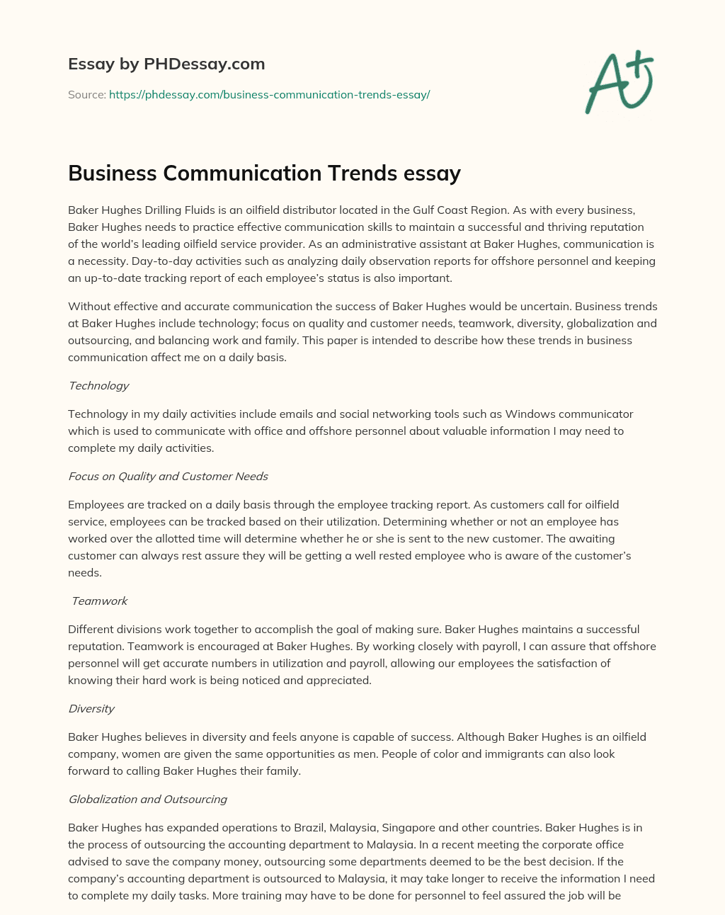 Business Communication Trends essay - PHDessay.com