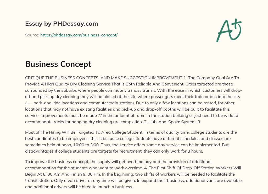 Business Concept (300 Words) - PHDessay.com