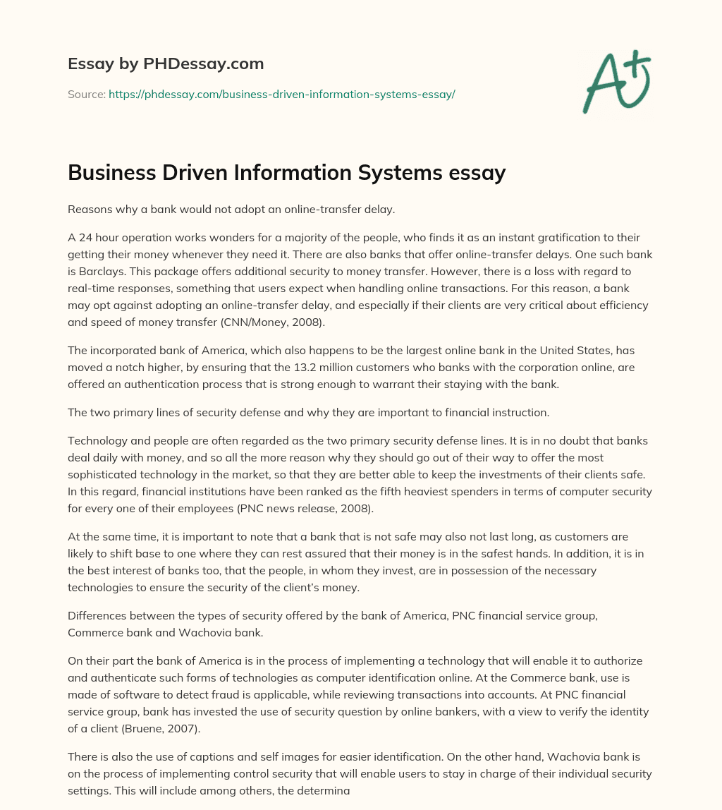 Business Driven Information Systems essay - PHDessay.com