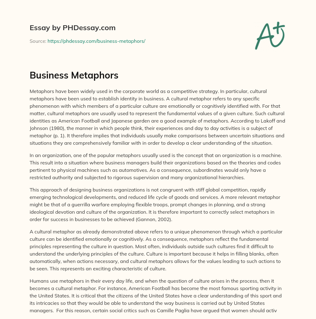 Business Metaphors - PHDessay.com