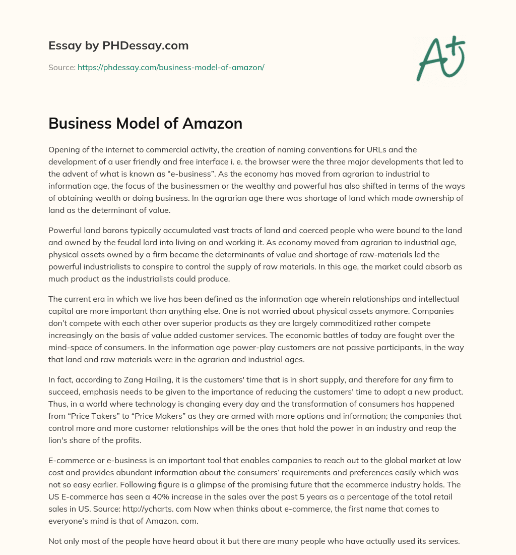 Business Model of Amazon - PHDessay.com