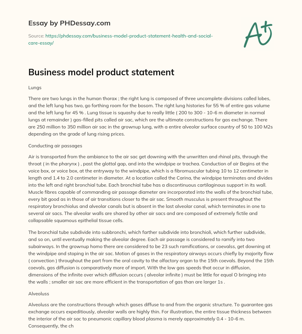 Business model product statement - PHDessay.com