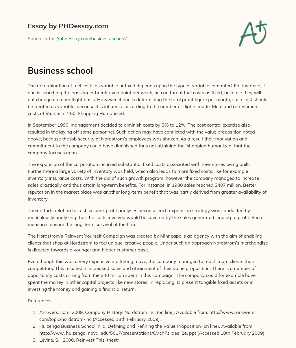 Business school (500 Words) - PHDessay.com