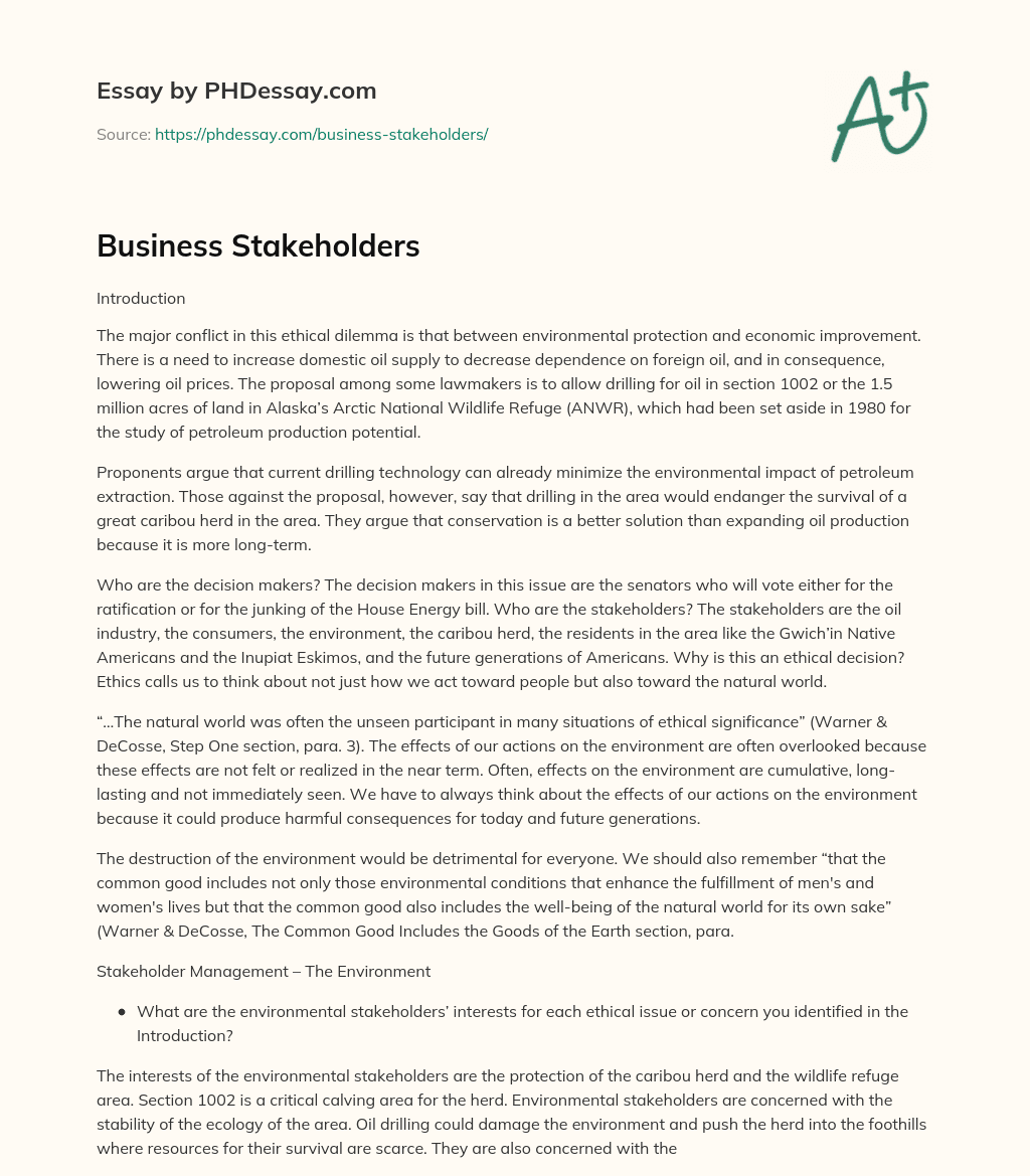 Business Stakeholders - PHDessay.com
