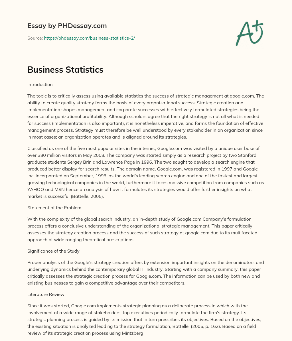 Business Statistics - PHDessay.com