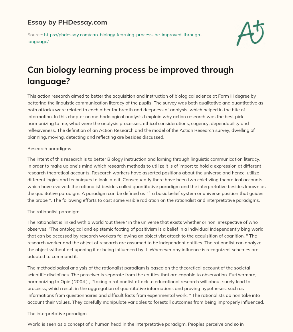 Can biology learning process be improved through language? - PHDessay.com