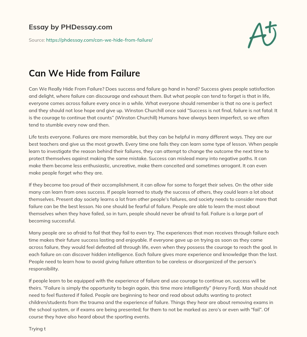 Can We Hide from Failure - PHDessay.com