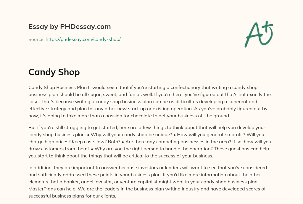 Candy Shop Essay Example (300 Words) - PHDessay.com