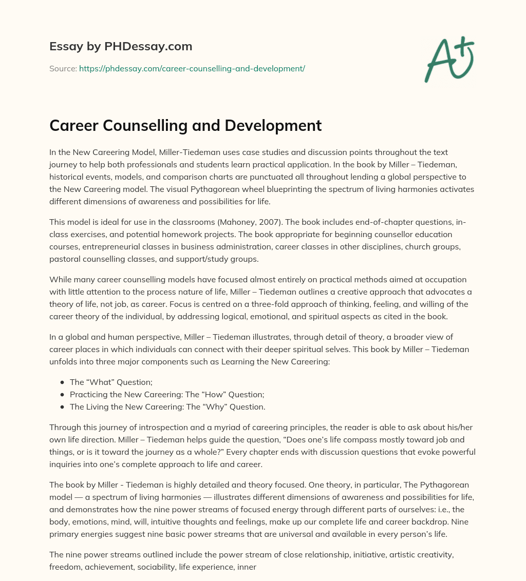 Career Counselling And Development Essay Example - PHDessay.com