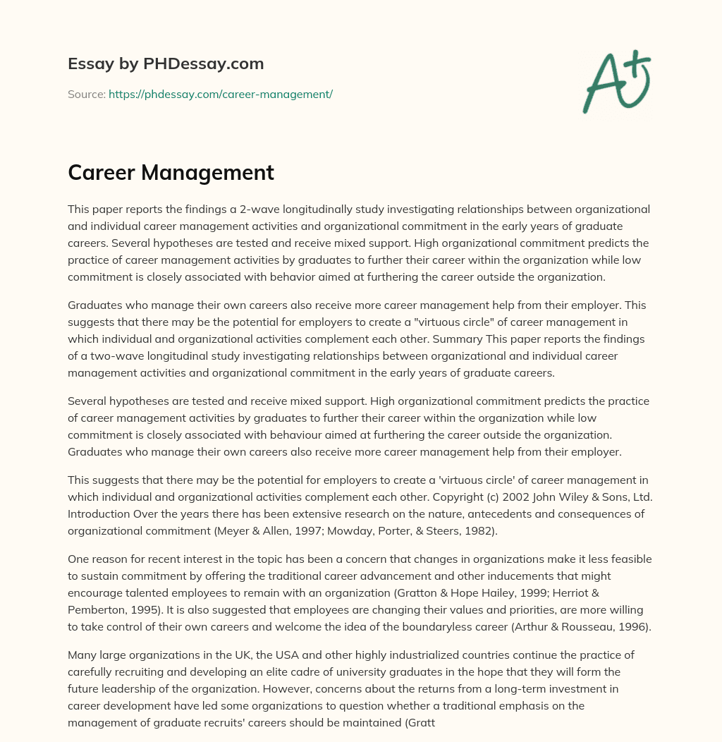 Career Management - PHDessay.com