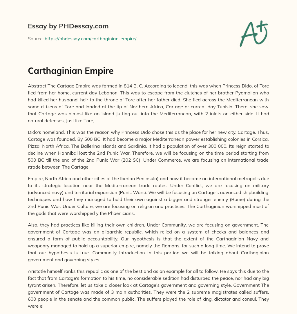 Carthaginian Empire - PHDessay.com