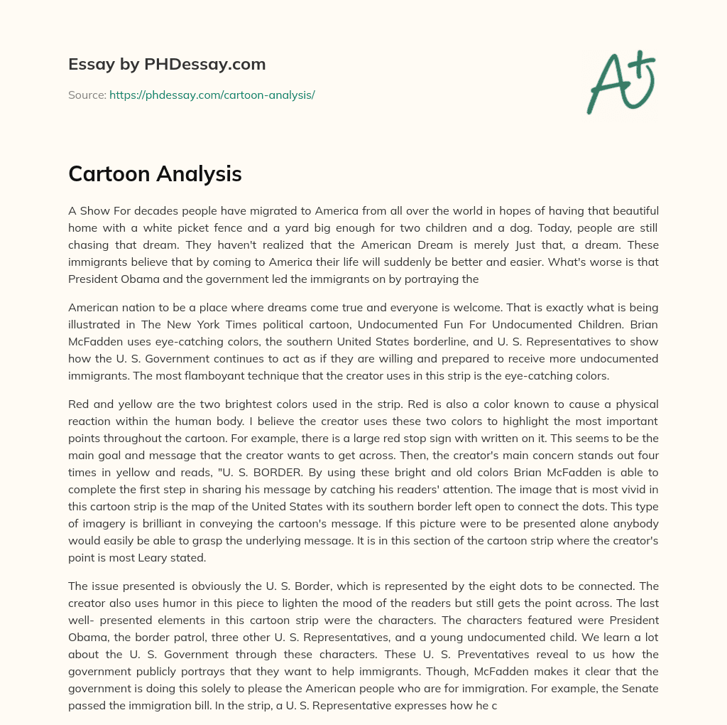 Cartoon Analysis (500 Words) - PHDessay.com