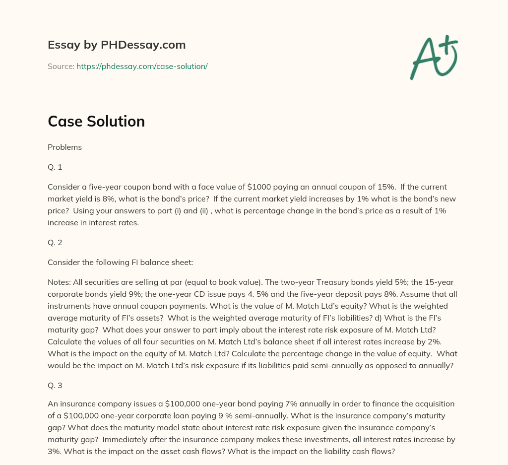 Case Solution (300 Words) - PHDessay.com