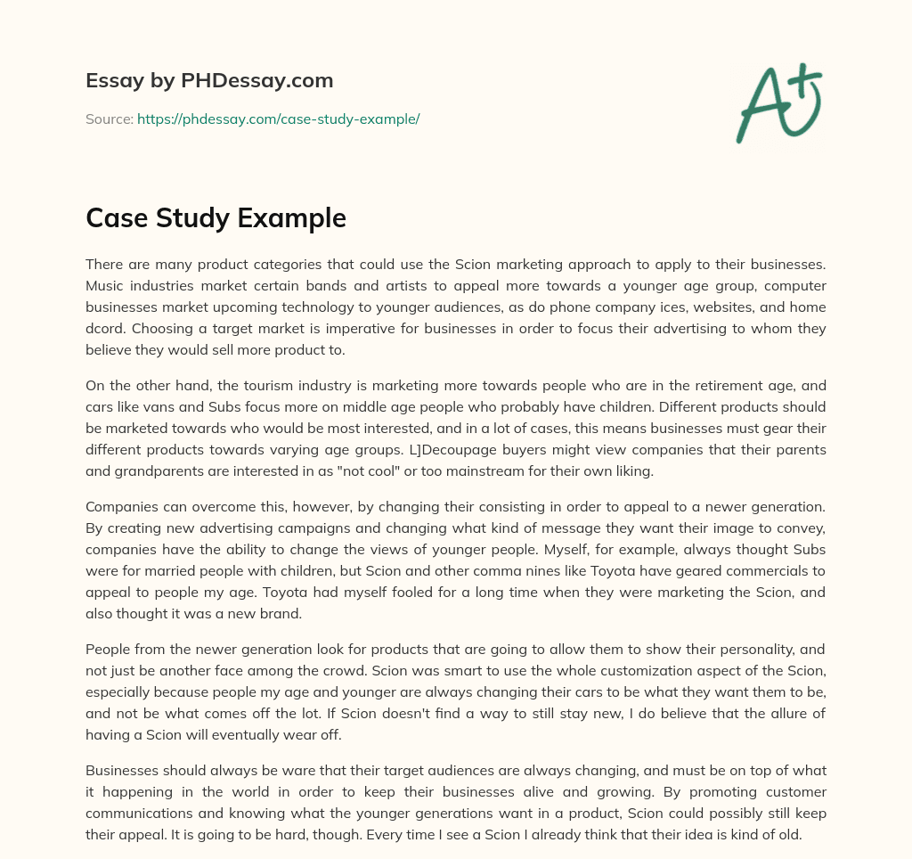Case Study Example (400 Words) - PHDessay.com