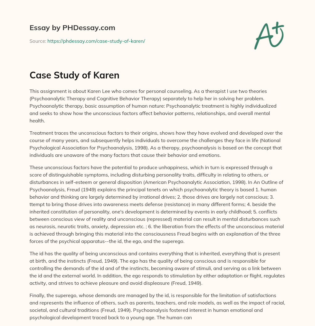 Case Study of Karen - PHDessay.com