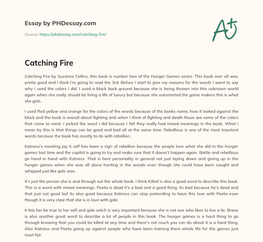 Catching Fire (400 Words) - PHDessay.com