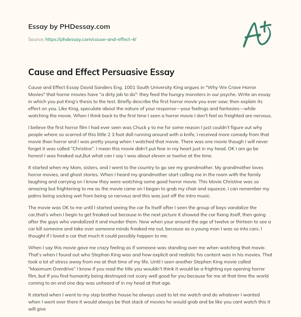 Cause And Effect Persuasive Essay PHDessay Cause And Effect Persuasive Essay PHDessay