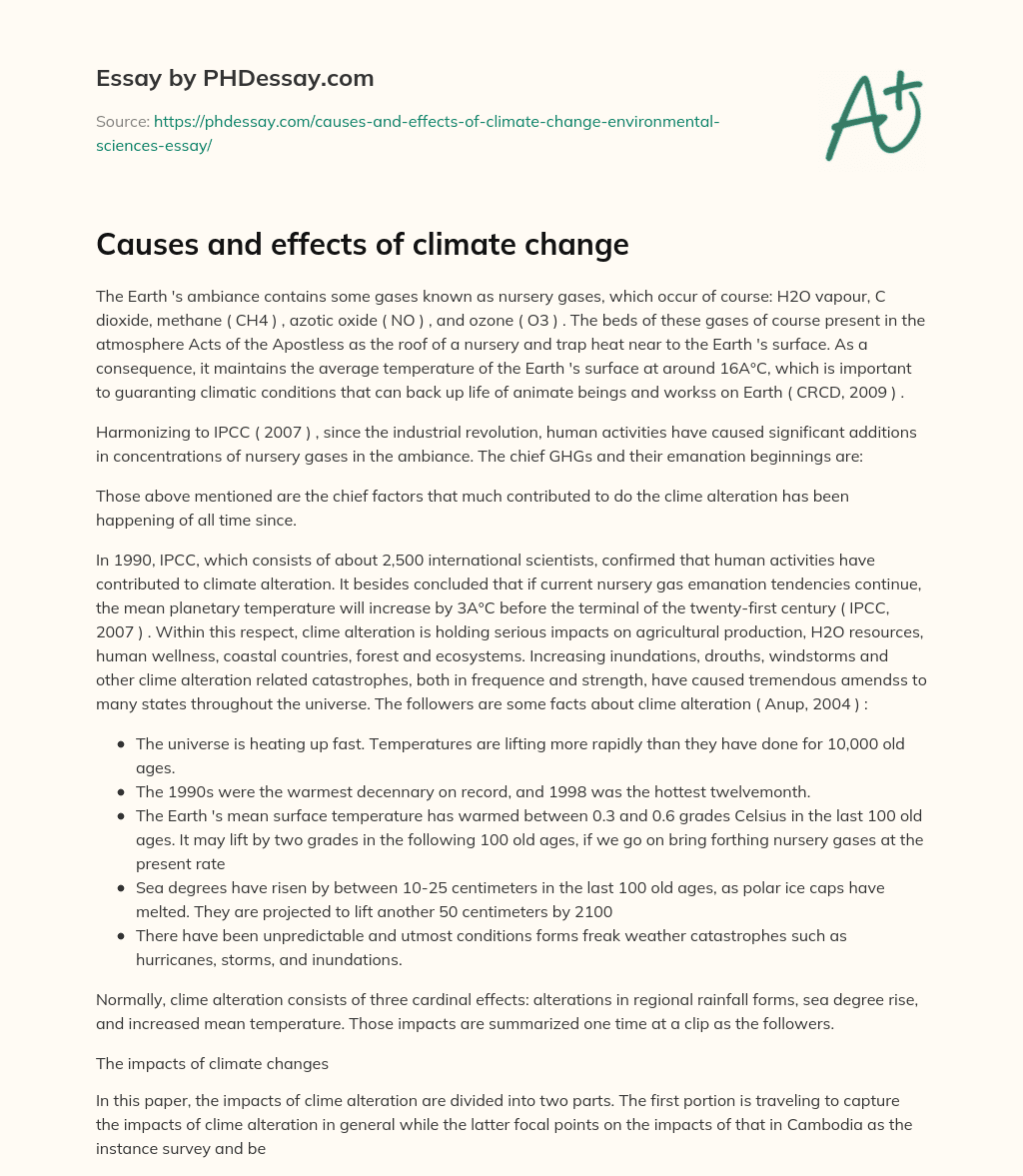 Causes and effects of climate change - PHDessay.com